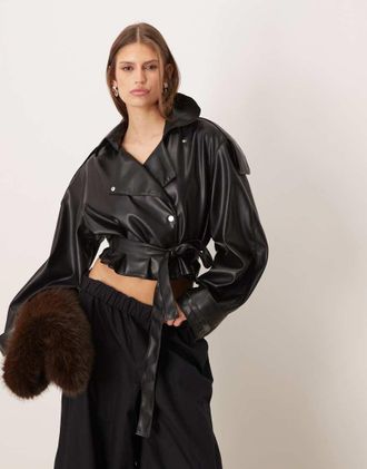 Asos Trench court en similicuir - Noir