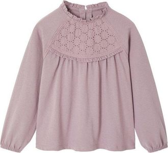 Vertbaudet Langarmshirt Mädchen Blusenshirt mit Lochstickerei