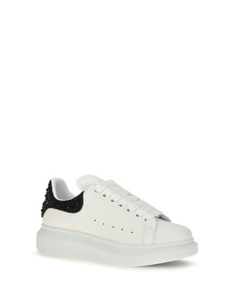 Alexander McQueen Womens Oversized Sneakers Sand Suede Heel Trainers