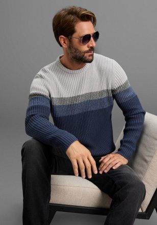 Man's World Rundhalspullover Neue Kollektion! Highlight angesagte Streifen-Optik melierter Streifen,weicher Griff, Perfekt für die kältere Jahreszeit