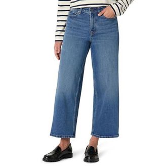 Amazon Essentials Jean Jambes Larges, Taille Haute et Faible &Eacute;lasticit&eacute; Femme, Bleu Moyen Vintage, 40-42