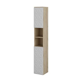 Vicco Badschrank Wei&szlig; Edge 30x190x30 cm - W&auml;scheschrank, Zwei T&uuml;ren bieten verdeckten Stauraum f&uuml;r Pflegeprodukte & Handt&uuml;cher