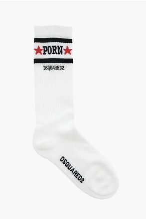 Dsquared2 ROCCO Long Mixed-Cotton Socks with Contrasting Detail size 38