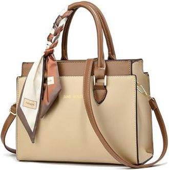 Nicole & Doris Sac a Main Carr&eacute; Femme El&eacute;gant Sac Fourre Tout Multicolore Sac Bandouli&egrave;re en PU Cuir Sac D&eacute;paule Sacs Port&eacute;s Epaule avec Foulard Kaki