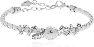 Versace Femme, Accessoires, Gris, Taille: ONE Size Bracelet en cuir et cristaux Medusa 95