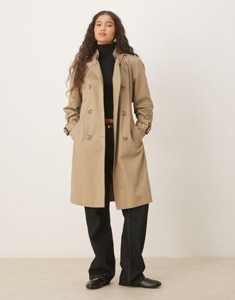 Mango Trench-coat mi-long en coton - Beige-Neutre