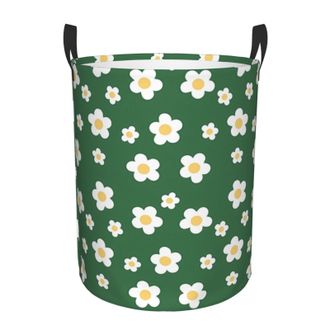 Generic Einfache Wei&szlig;e G&auml;nsebl&uuml;mchen Korb Aufbewahrung Rund W&auml;schesammler Mit Henkel W&auml;schebeh&auml;lter F&uuml;r Waschk&uuml;che Kleidung Decken