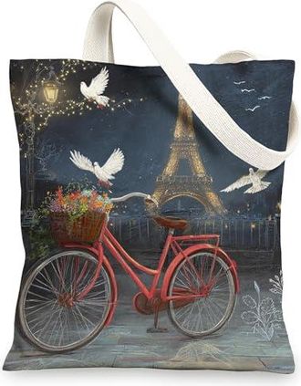 Generic Sac fourre-tout en toile à motif floral vintage, léger, lavable, sac de courses artistique, élégant, respectueux de lenvironnement, pour plage, pique-