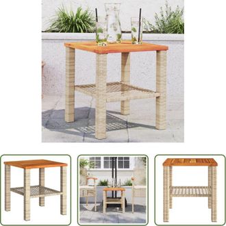 vidaXL vidaXL Gartentisch Akazienholz - Gartentisch Beige 40x40x42 cm Poly Rattan Akazienholz