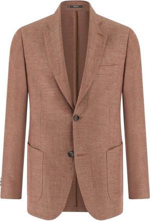 Boggi Milano Homme, Vestes, Orange, Taille: 3XL Veste en Pur Lin M&eacute;lange