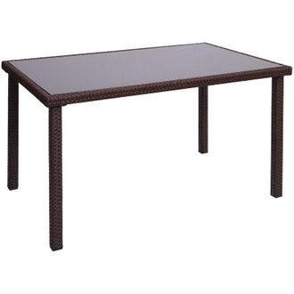 Hhg Poly-Rattan Tisch 951, Gartentisch Balkontisch, 120x75cm braun