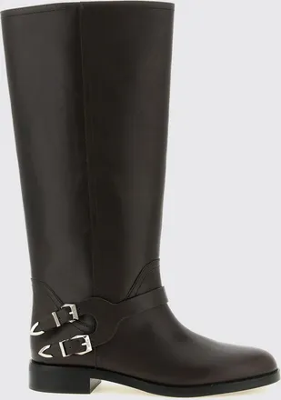 Pinko Bottes de motard hauteur genou en cuir lisse avec semelle en caoutchouc