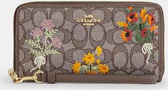 Coach L&auml;ngliches Portemonnaie Aus Signature-Jacquard Mit Rundumrei&szlig;verschluss Und Blumenstickerei