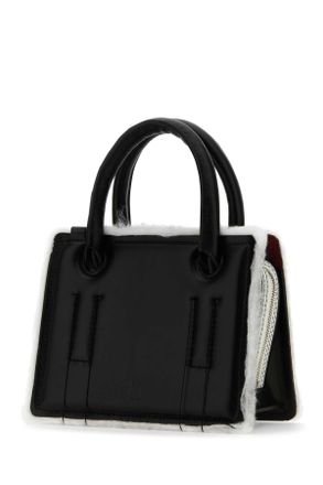 DENTRO Womens Black Leather Mini Otto Handbag Borse A Mano Bag