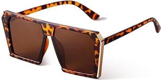 Generic Lunettes de soleil surdimensionnées vintage pour femmes et hommes rétro avec bords métalliques Violet miroir