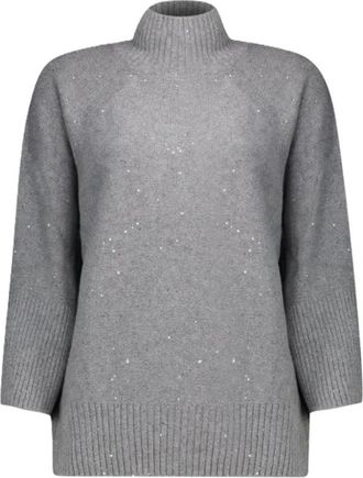 Paolo Fiorillo Femme, Pulls, Gris, Taille: 38 FR Pull col roul&eacute; en laine cachemire lurex