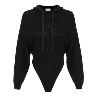 Elisabetta Franchi Gestrickter Body mit Kapuze - - Tops - Damen - Schwarzk - XS