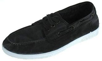 Natural World Eco - 303E Mens Trainers - Organic Cotton Boat Shoes- 100% EcoFriendly - Black Color