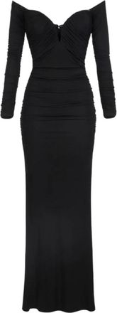 Elisabetta Franchi Femme, Robes, Noir, Taille: 42 FR Cr&ecirc;pe Jersey Evening Dress