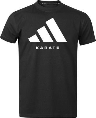 adidas Boxen, Judo, Karate, Kickboxen, Taekwondo T-Shirt - aus reiner Baumwolle, geeignet f&uuml;r Training und Workout, Schwarz - Karate, XL