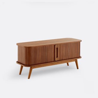 La Redoute Interieurs Meuble Tv En Fr&ecirc;ne Et Plaqu&eacute; 2 Portes Coulissantes Largeur 120 Cm Wapong