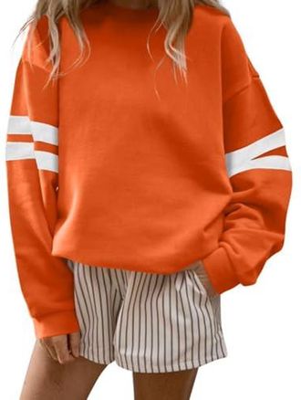 Generic Sweat-shirt pour femme - Couleur unie - Haut surdimensionn&eacute; - Col rond - Manches longues - Automne - Hiver - D&eacute;contract&eacute; - Confortable - Tendance - Co