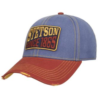 Stetson Vintage Distressed Peak Cap Herren One Size (55-58 cm) - Baseballcap aus 100% Baumwolle - UV Schutz 40+ - Regulierbare Trucker Kappe - Fr&uuml;hling/Sommer