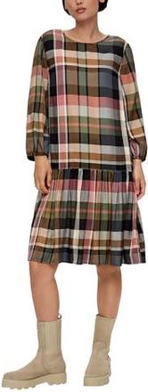 s.Oliver Robe &agrave; Carreaux pour Femme Noir Taille 42, Noir, 44