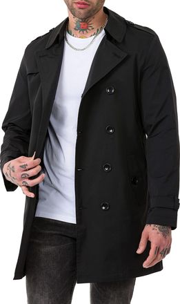 Red Bridge Herren Mantel Trenchcoat Jacke Übergangsjacke Light Version Schwarz XXL