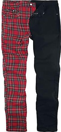 Banned Alternative Pantalon Split Homme Pantalon en Toile Rouge/Noir XL