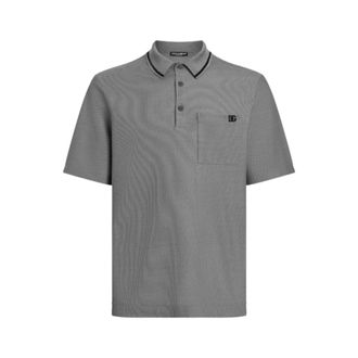Dolce & Gabbana Graues Baumwoll-Polo-Shirt - - Tops - Herren - Grau - XL