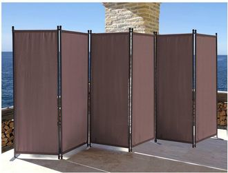 Quick-Star Quick-star - Paravent 6 Teilig 340x165cm Stoff Raumteiler Trennwand Balkon Sichtschutz Stellwand Faltbar Taupe