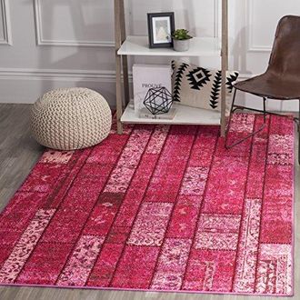 Safavieh Boho Teppich für Wohnzimmer, Esszimmer, Schlafzimmer - Monaco Collection, Kurzer Flor, Pink und Multi, 201 X 279 cm