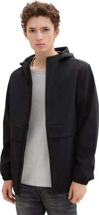 Tom Tailor Herren 1041779 Softshell Windbreaker Jacke mit Kapuze, 29999-Black, M
