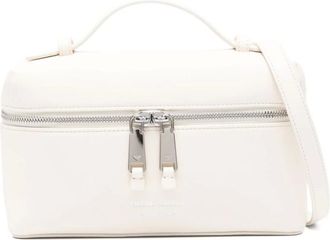 Emporio Armani Femme, Sacs, Blanc, Taille: ONE Size Trousse de Toilette en Cuir Nappa