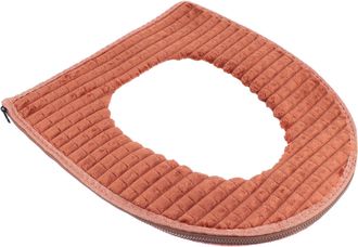 Cabilock Waschbarer Wiederverwendbarer Toilettensitzbezug mit Reißverschluss Gepolstertes Sitzkissen Braun Extra Passend für Runde Wc sitze Komfortabel und War