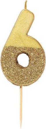 Talking Tables Gold Nummer 6 Geburtstagskerze mit Glitzer - Tortendekoration f&uuml;r Kinder, Erwachsene, 16., 60. Geburtstagsfeier, Jubil&auml;um, Meilensteinzeitalter