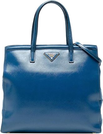 Prada Hobo Bags - Saffiano Vernice Satchel - Gr. unisize - in Blau - für Damen