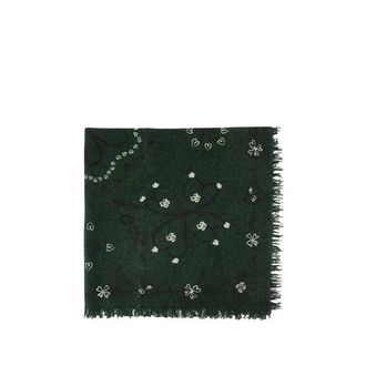 Maison Labiche Foulard imprim&eacute; &agrave; franges en cachemire