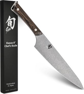 Shun Chef Knife Kanso Series 8 Inch Stainless-Steel Blade, Professional Quality - Wood/Stainless Steel