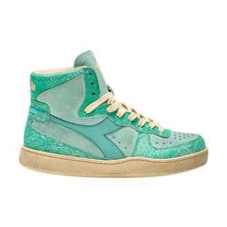 Diadora Vintage High-Top Gr&uuml;ne Leder-Sneakers - - Shoes - Damen - Gr&uuml;n - 38 EU