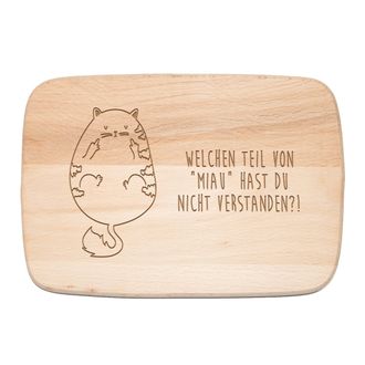 Mr. & Mrs. Panda Frühstücksbrett Katze Mittelfinger - Geschenk, Cats, Katzenprodukte, Schneidebrett, Schneidebrett Holz, Katzenmotiv