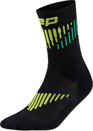 CEP core run merino socks, mid cut, 3.0, black/lime, women, III