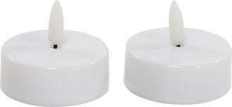 Matches 21 LED Teelichter 2er Set Timerfunktion 6 / 18H - Kerze realistisch flackernde Flamme warmweiß Ø 6 x 4,5 cm - Elektrische Wachskerze in Weiß als gemütlic