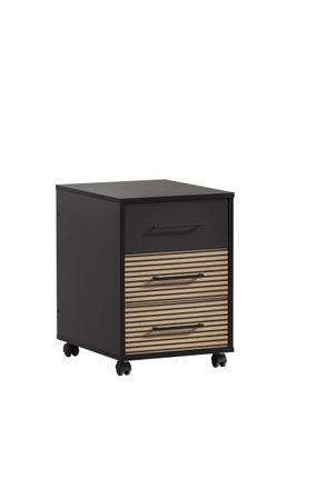 Schildmeyer Rollcontainer Hank 158264, Schwarzmatt/Akustikpaneel Optik, 40 x 50 x 57 cm