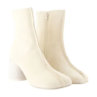 Maison Margiela Womens Ankle Boots - Mm6 Maison Margiela Leather Ivory Calfskin Shoes Ankle-Boots