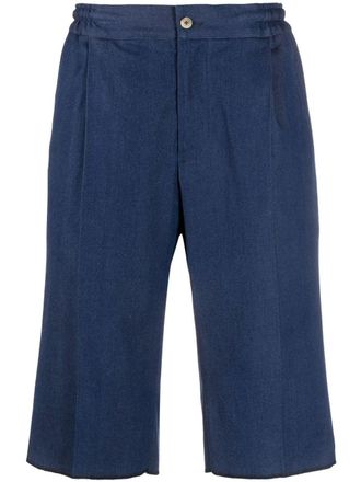Kiton short en jean à taille élastiquée - Bleu