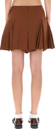 Marni Pleated Virgin Wool Miniskirt - Brown