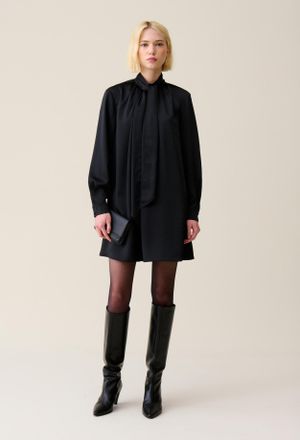 Claudie Pierlot Robe fluide col lavalli&egrave;re noir
