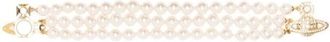 Vivienne Westwood Femme, Accessoires, Beige, Taille: ONE Size Orb-Plaque Double Pearl Bracelet